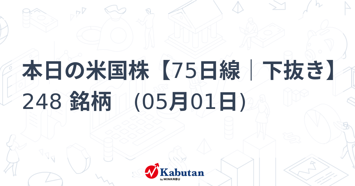 本日の米国株【75日線｜下抜き】 248 銘柄 (05月01日) - 株探(かぶたん)｜米国株
